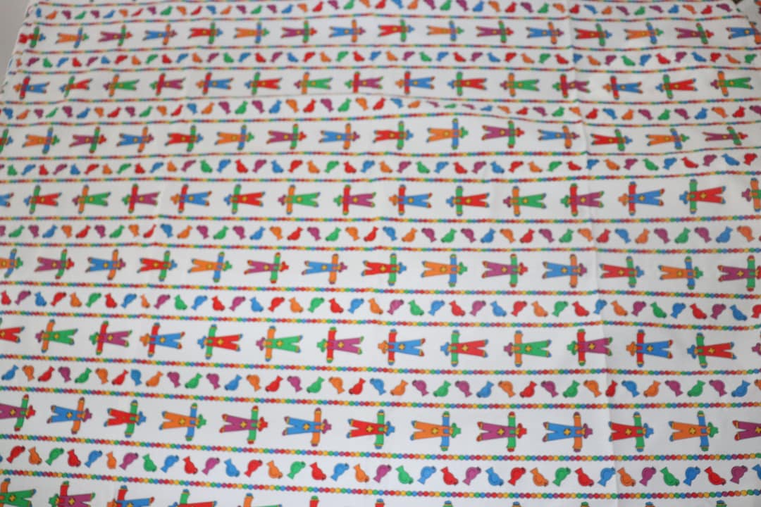 2.5 Yards Rainbow Scarecrow Fabric Panel Backing Primary Colors Birds ...