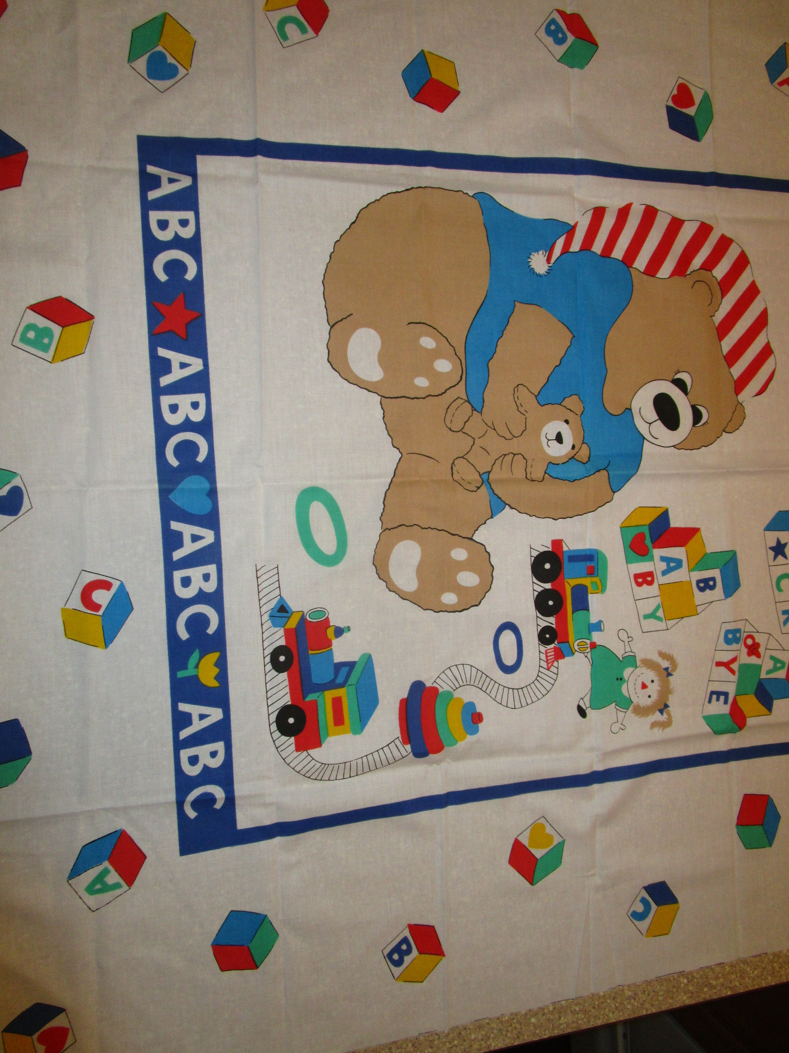 Teddy Bear Abc Blocks Toys Grid Fabric Panel Quilt Topper - Etsy