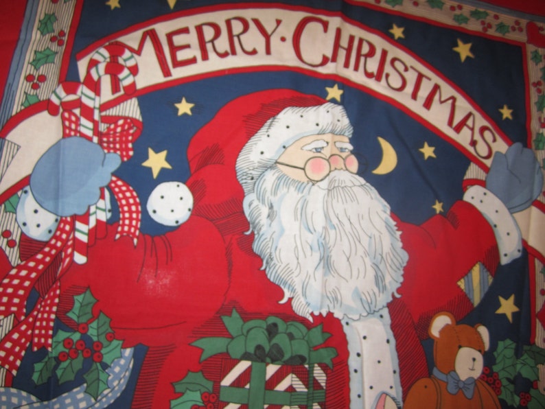 Merry Christmas Santa Claus Panel Quilt Topper Holiday - Etsy