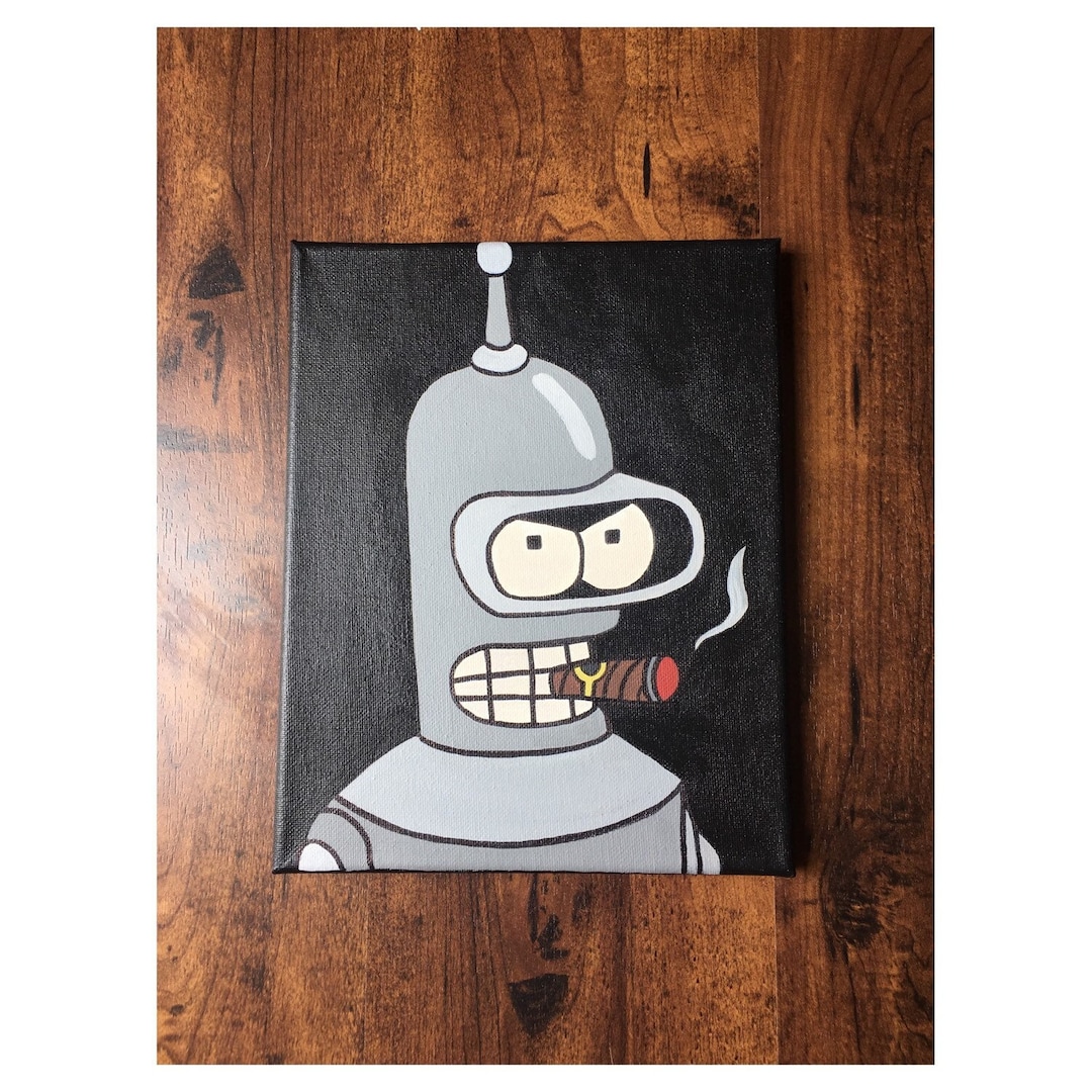 Bender Smoking a Cigar Painting - Futurama - Hand Painted Painting ...