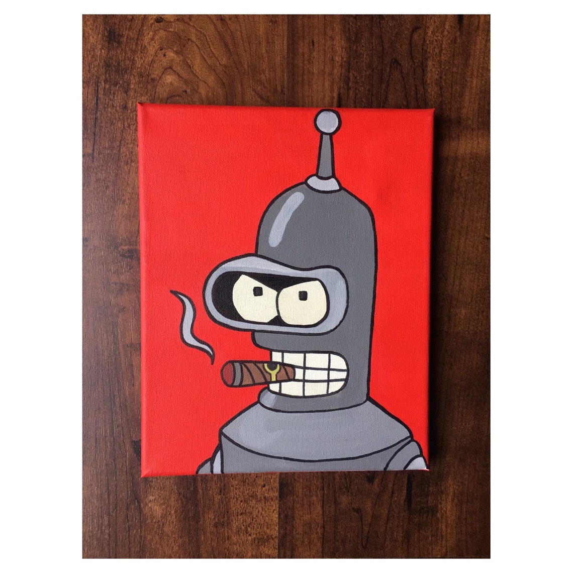 Futurama Cigar Smoking Angry Bender Hand Painted Painting | Etsy