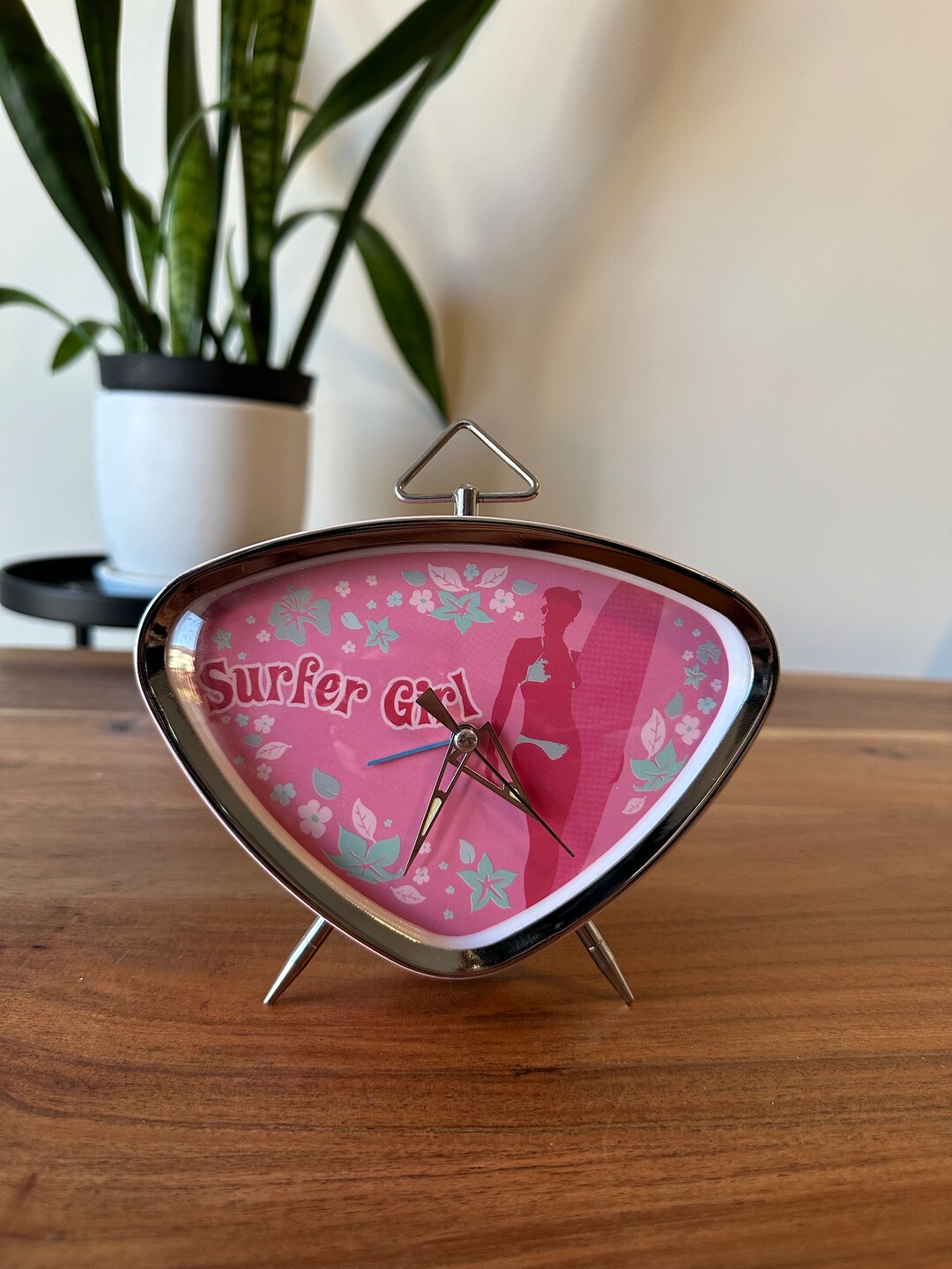 Vintage Pink Clock 90s Fossil Surfer Retro Atomic Sytle Rare Alarm ...
