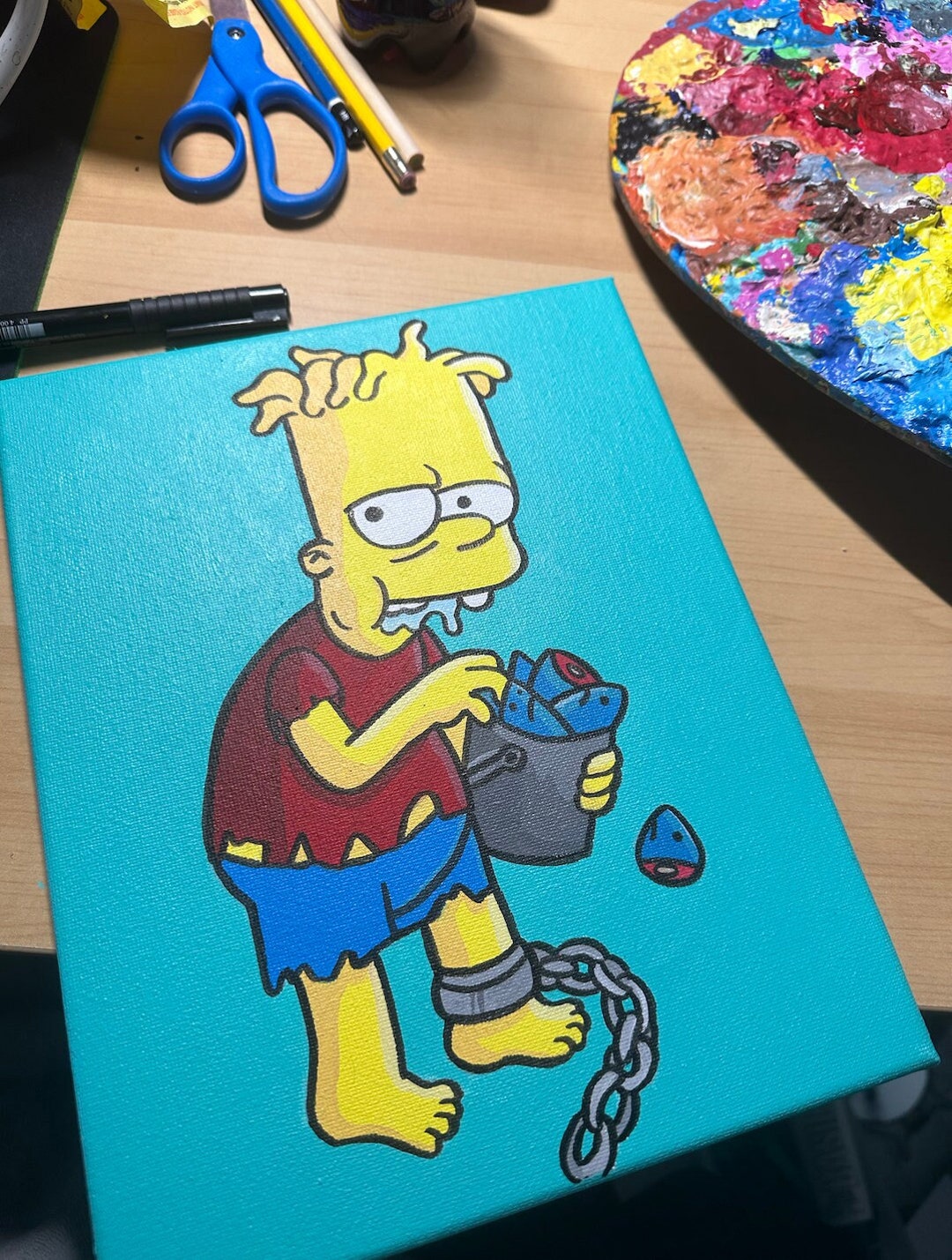 Hugo Simpson Painting the Simpsons Canvas Art Bart Simpson Unique Gift ...