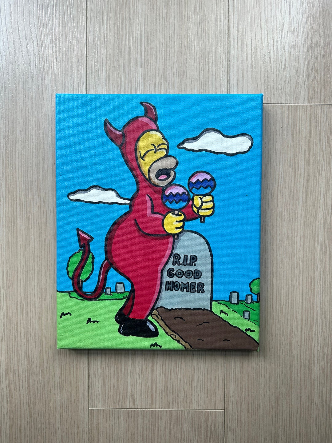 Evil Homer Simpson Fan Art Hand Painted Painting Canvas Art Unique Gift ...