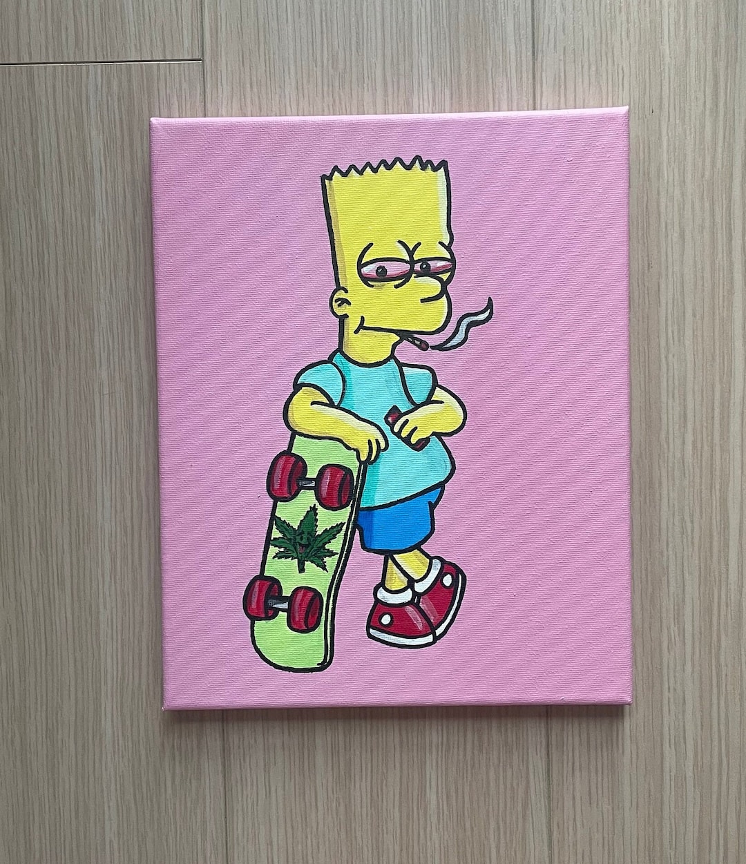 Bart Simpson 420 Painting Unique Gift Birthday Gift Simpsons Lover Valentines Day Weed Cannabis ...