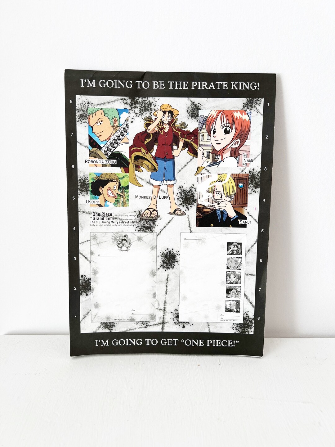 Vintage One Piece Anime Stationery Stationary Letter Pad Monkey Luffy ...