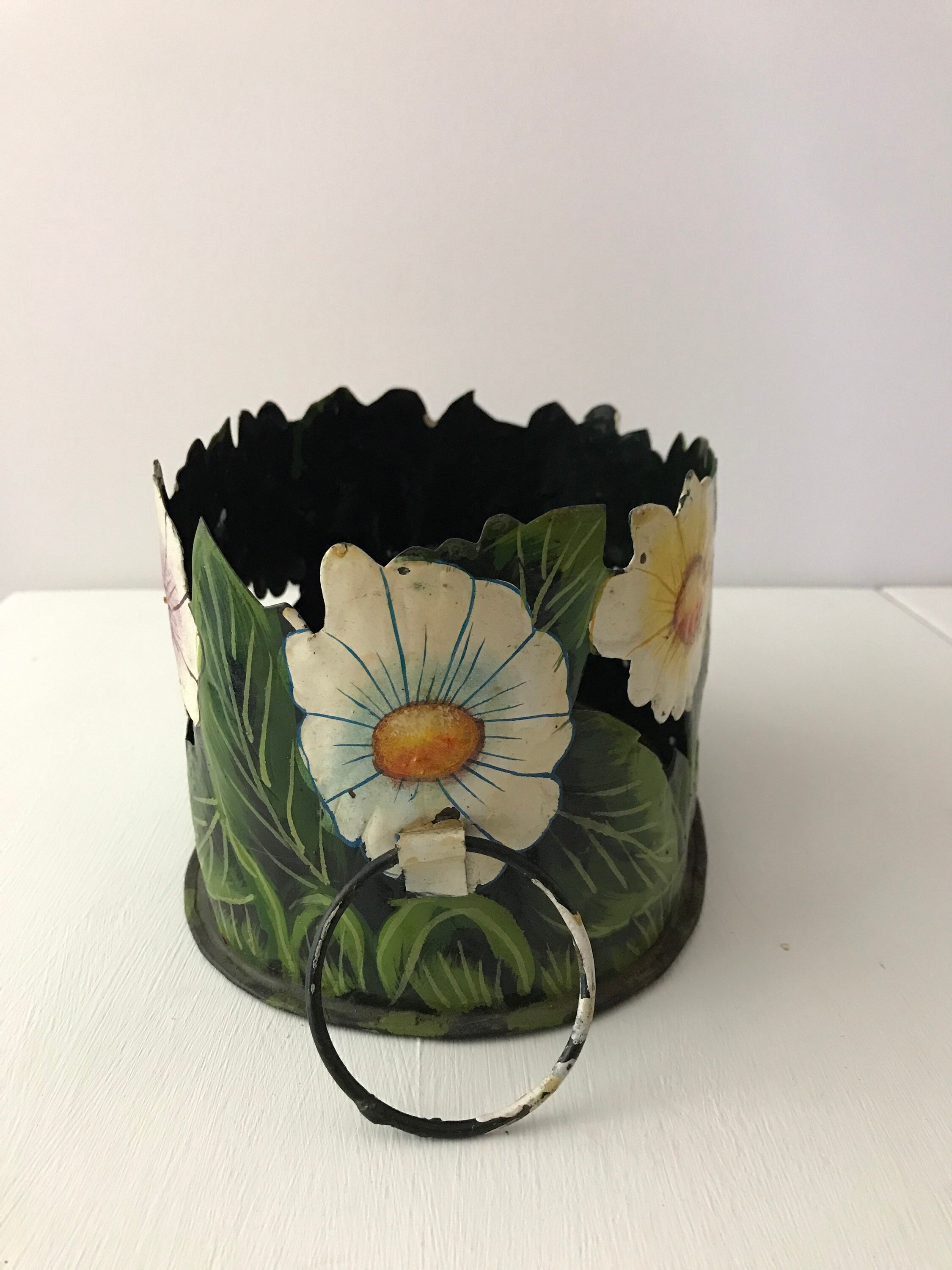 Vintage Metal Floral Planter Box - India Painted Floral Planter Box ...