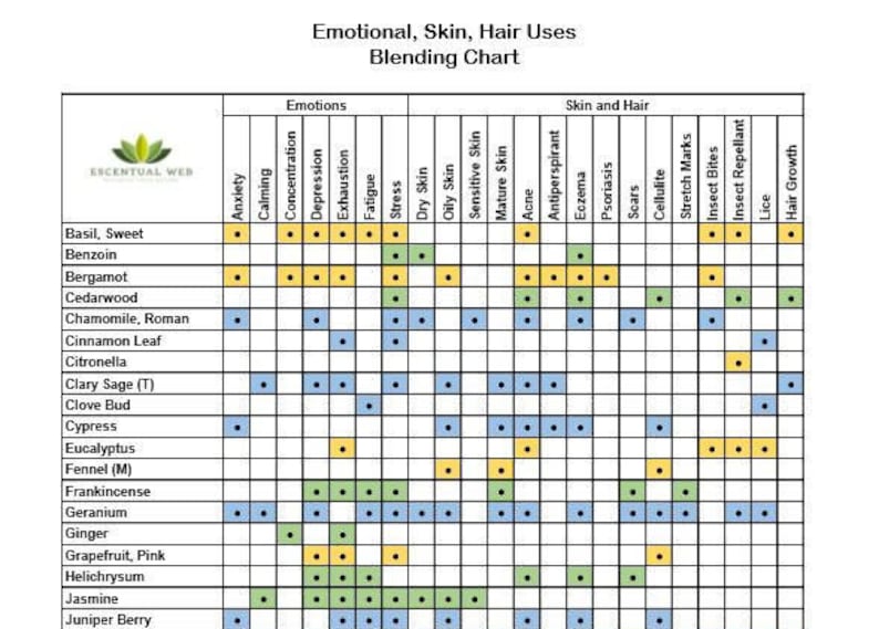 Set of 4 Aromatherapy Cheat Sheet Printables - Etsy