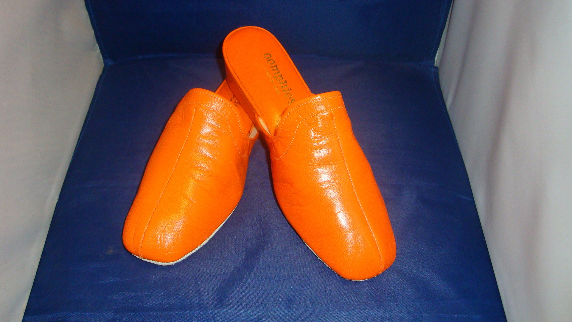 Vintage Orange/tangerine Oomphies Leather Women Slippers/shoes 1980 ...
