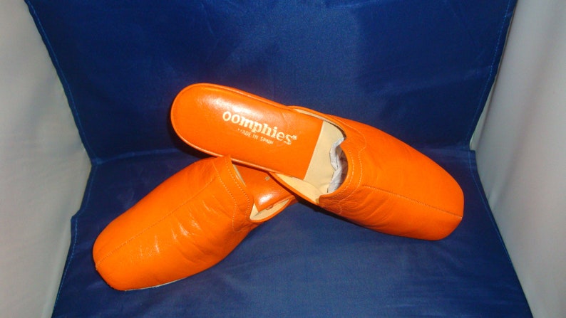 Vintage Orange/tangerine Oomphies Leather Women Slippers/shoes 1980 ...