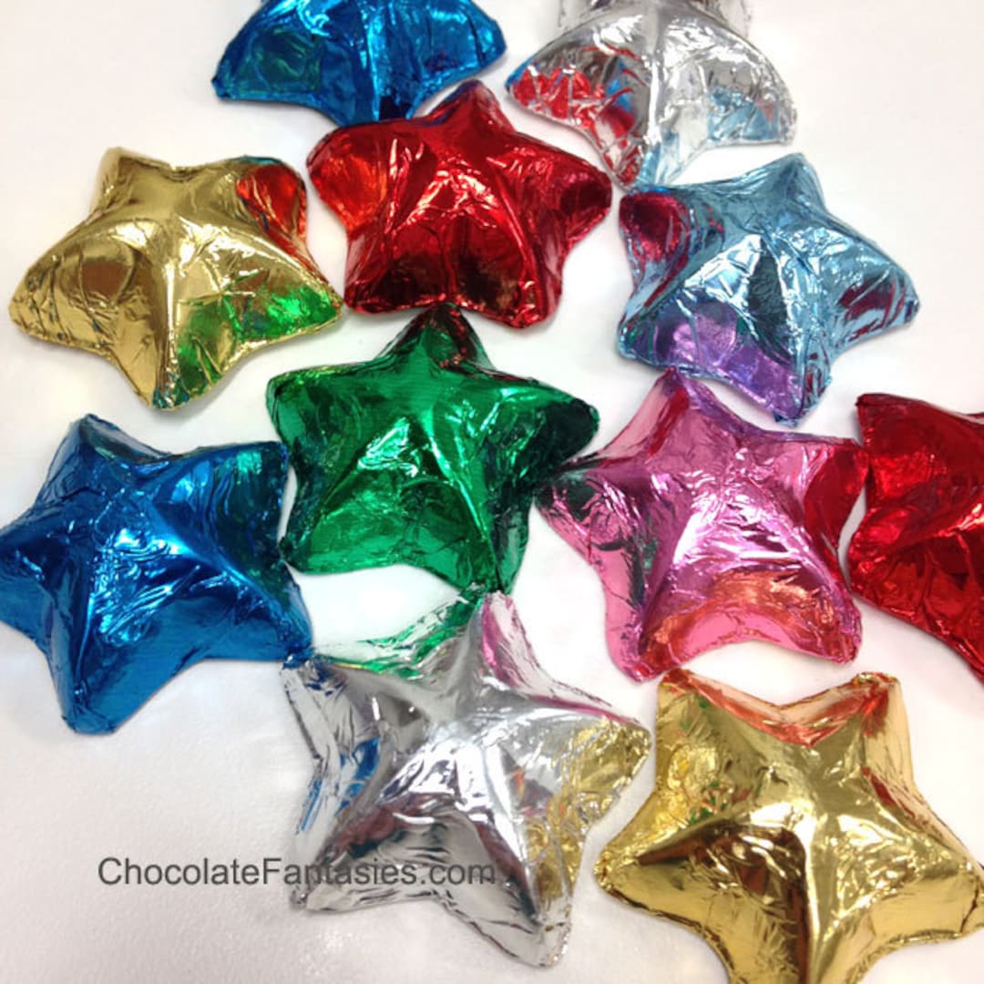 Foil Wrapped Chocolate Stars, 1 Pound, Any Flavor & Foil Color, Approx ...