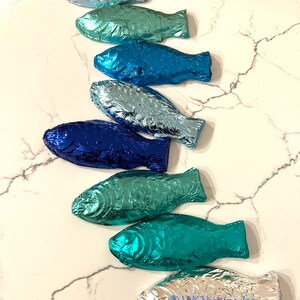 Large Foil Wrapped Chocolate Fish Favors, Set of Two in Poly Bag, Tied ...