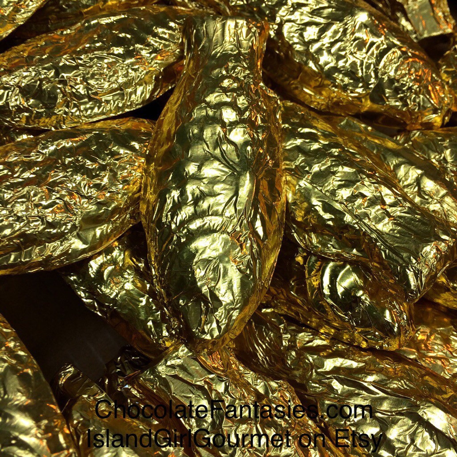 Large Foil Wrapped Chocolate Fish Favors, Set of Two in Poly Bag, Tied ...