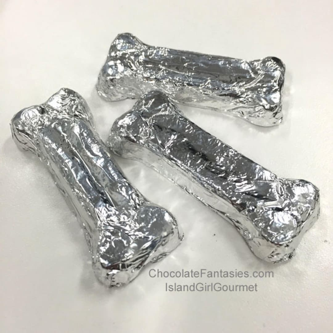 Foil Wrapped Chocolate Dog Bones 1/2 Pound Bulk Boxed, Chocolate Milk ...