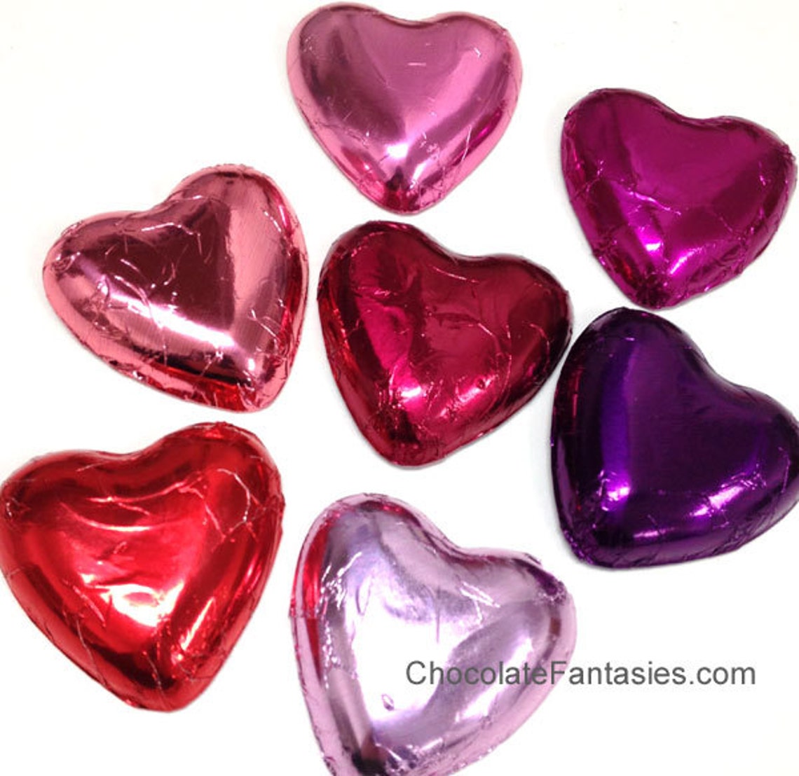 Foil Wrapped Flat Hearts Any Chocolate Flavor, Any Foil Color, Bulk Box ...
