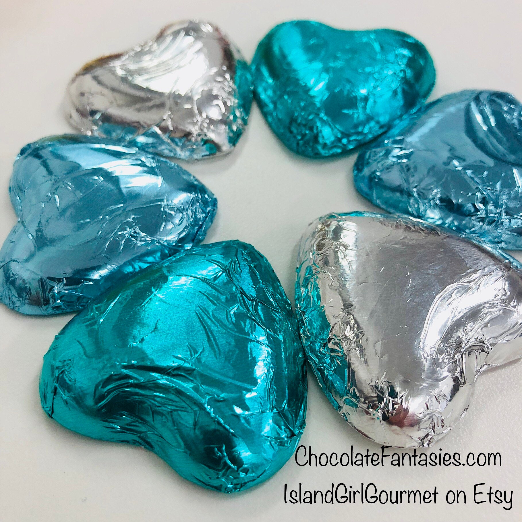 Foil Wrapped Flat Hearts Any Chocolate Flavor, Any Foil Color, Bulk Box ...