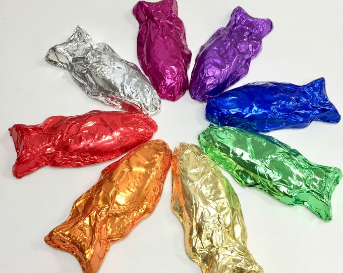 Foil Wrapped Medium Chocolate Fish 1 Pound Bulk Box Approx - Etsy