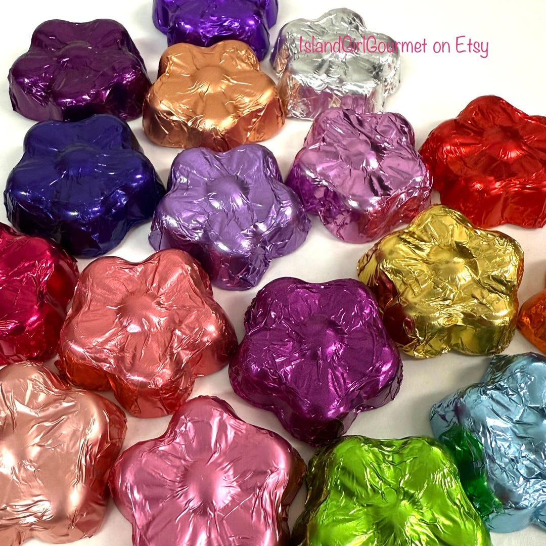 Foil Wrapped Chocolate Flowers, 1/2 Lb Any Chocolate Flavor, Any Foil ...