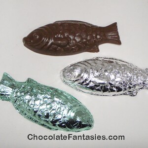 Large Foil Wrapped Chocolate Fish Favors, Set of Two in Poly Bag, Tied ...