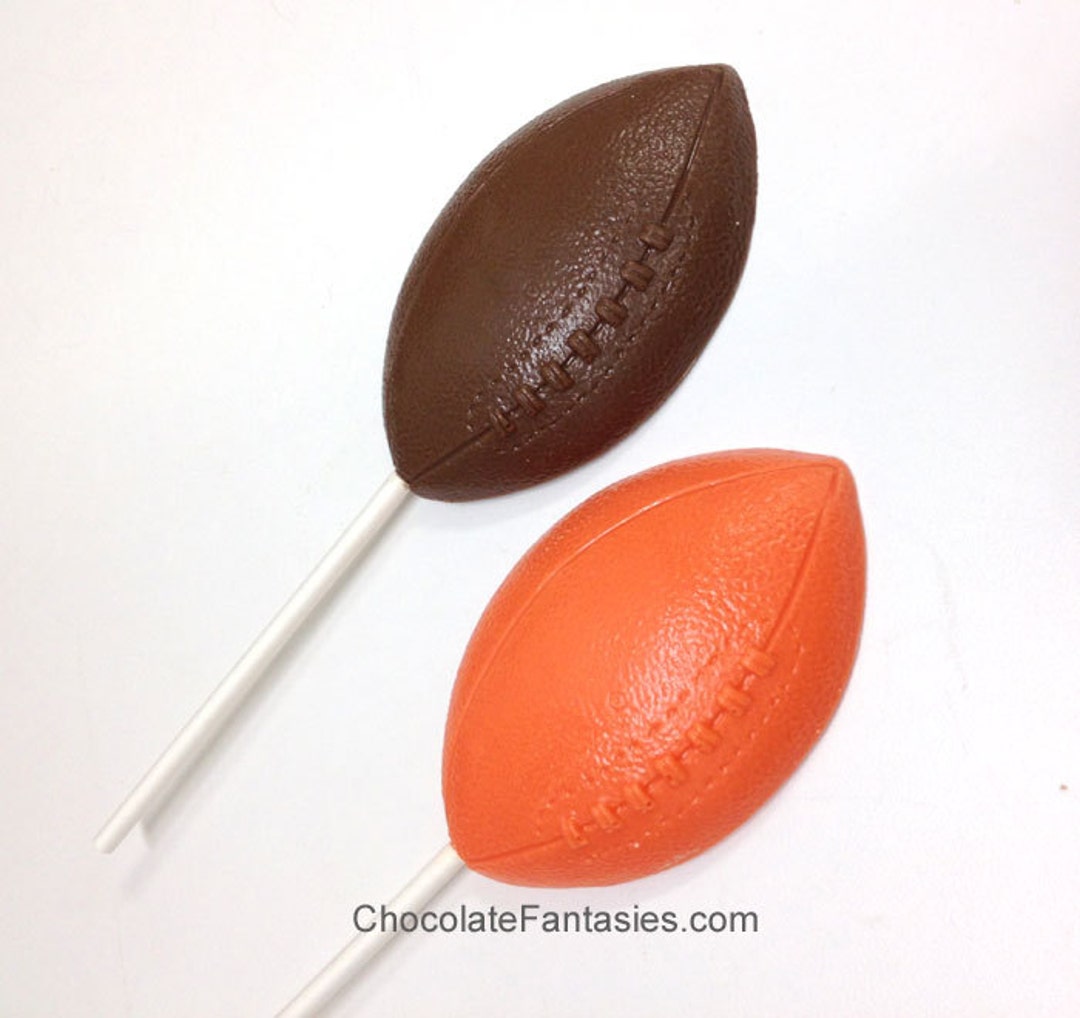 Chocolate Football Lollipops 1 Piece, Poly Bagged Tied With Ribbon ...