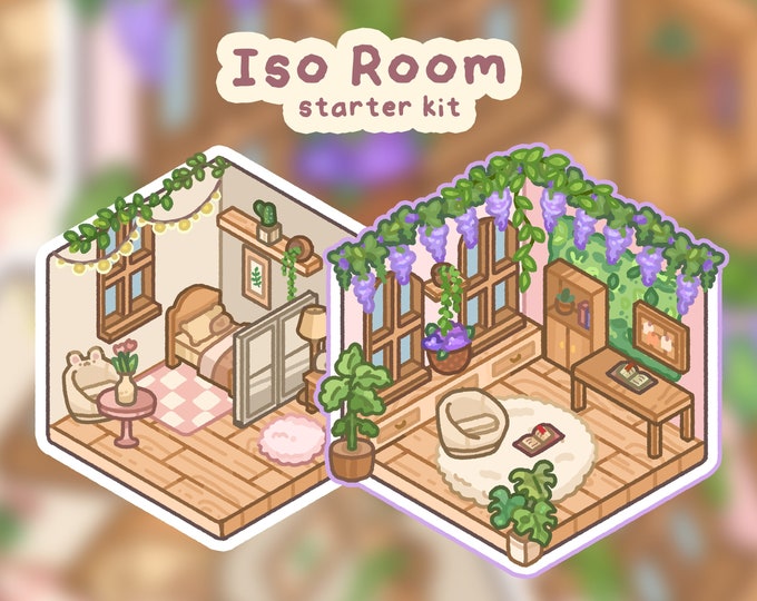 Iso Room Starter Kit Isometric Cozy Room Sticker - Etsy
