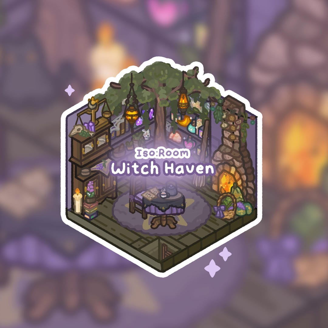 Iso Room Witch Haven Kit | Isometric Cozy Room Sticker | 3D Scene ...