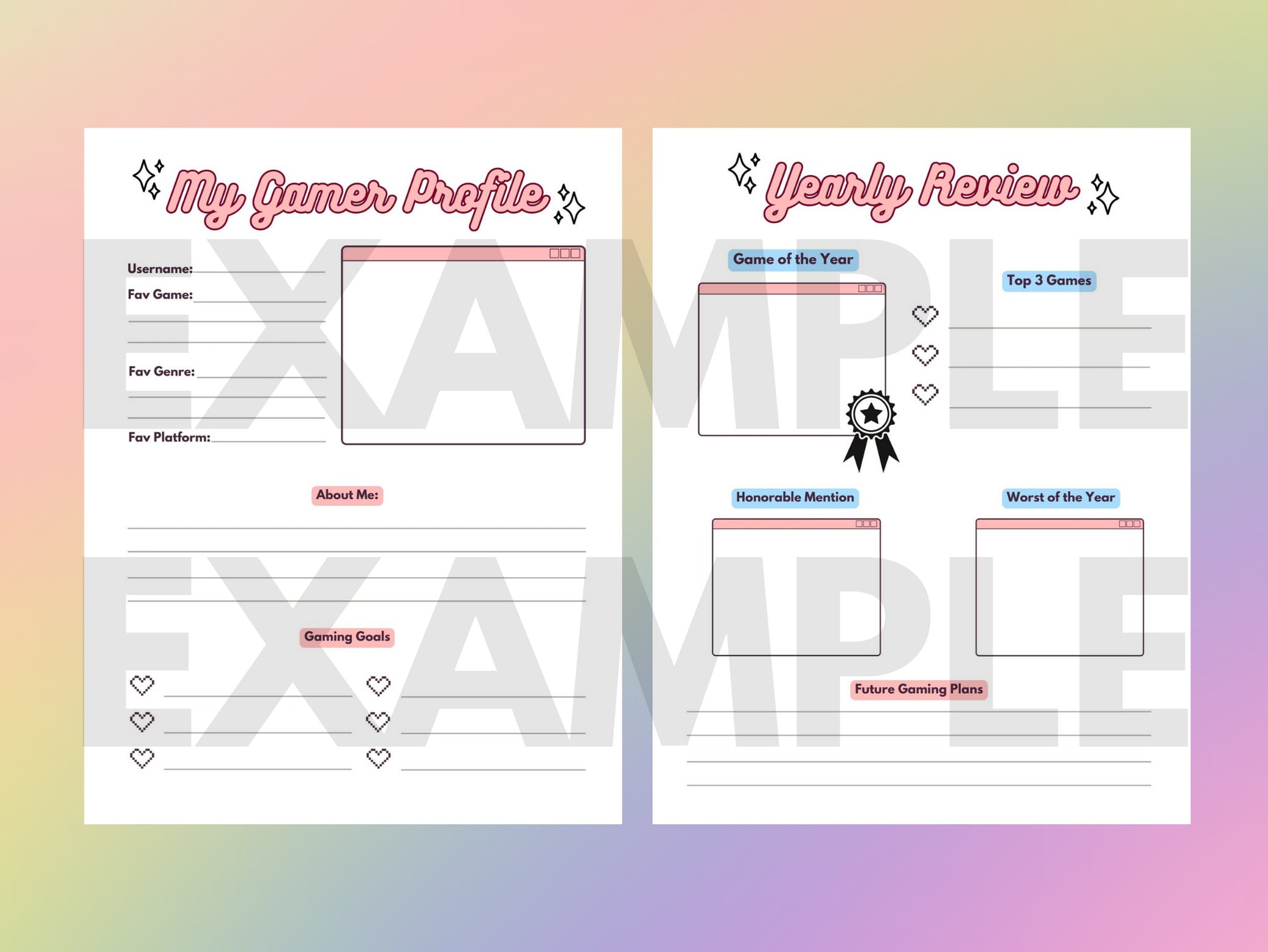 Pink Gamer Girl Planner Gaming Journal Printable Gaming Journal Video ...