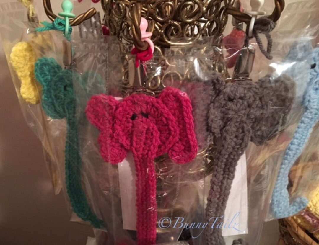 Elephant Binky Crochet Pacifier Holder Baby - Etsy