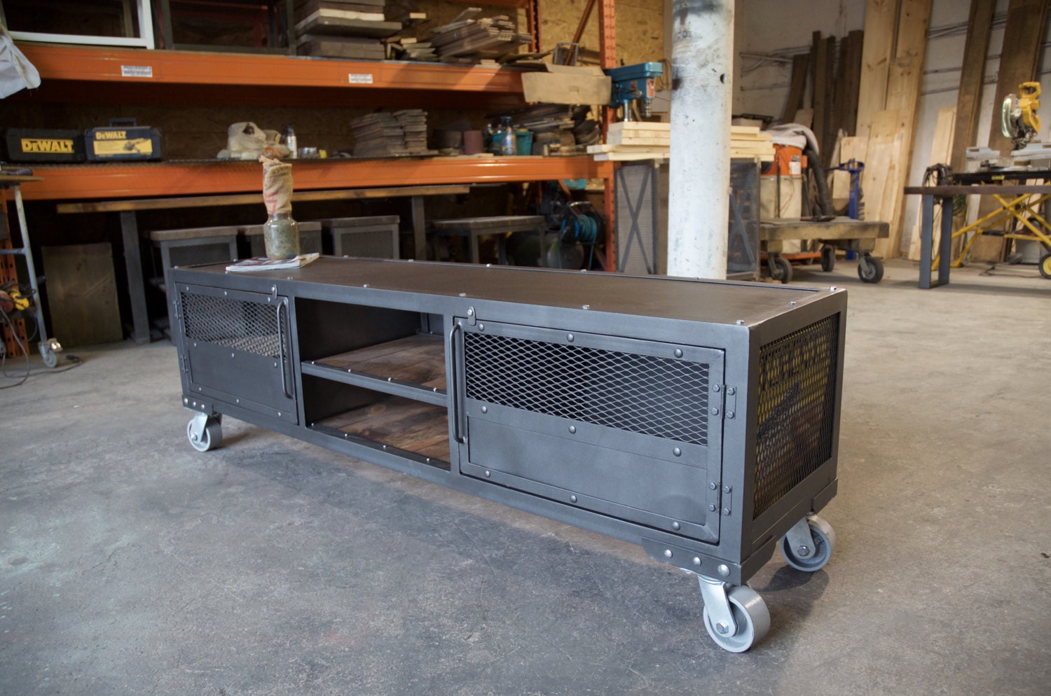 Modern Industrial Media Cabinet/console Cart - Etsy
