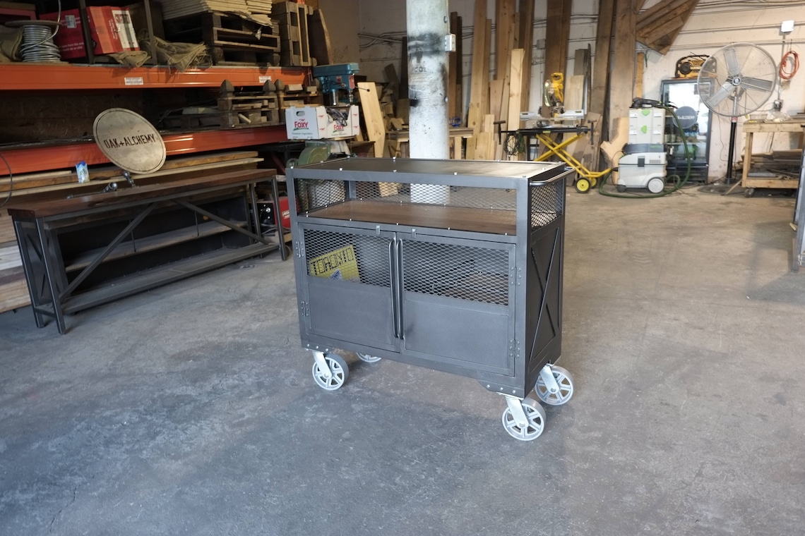 Modern Industrial Steel Bar Cart/ Trolley - Etsy Canada