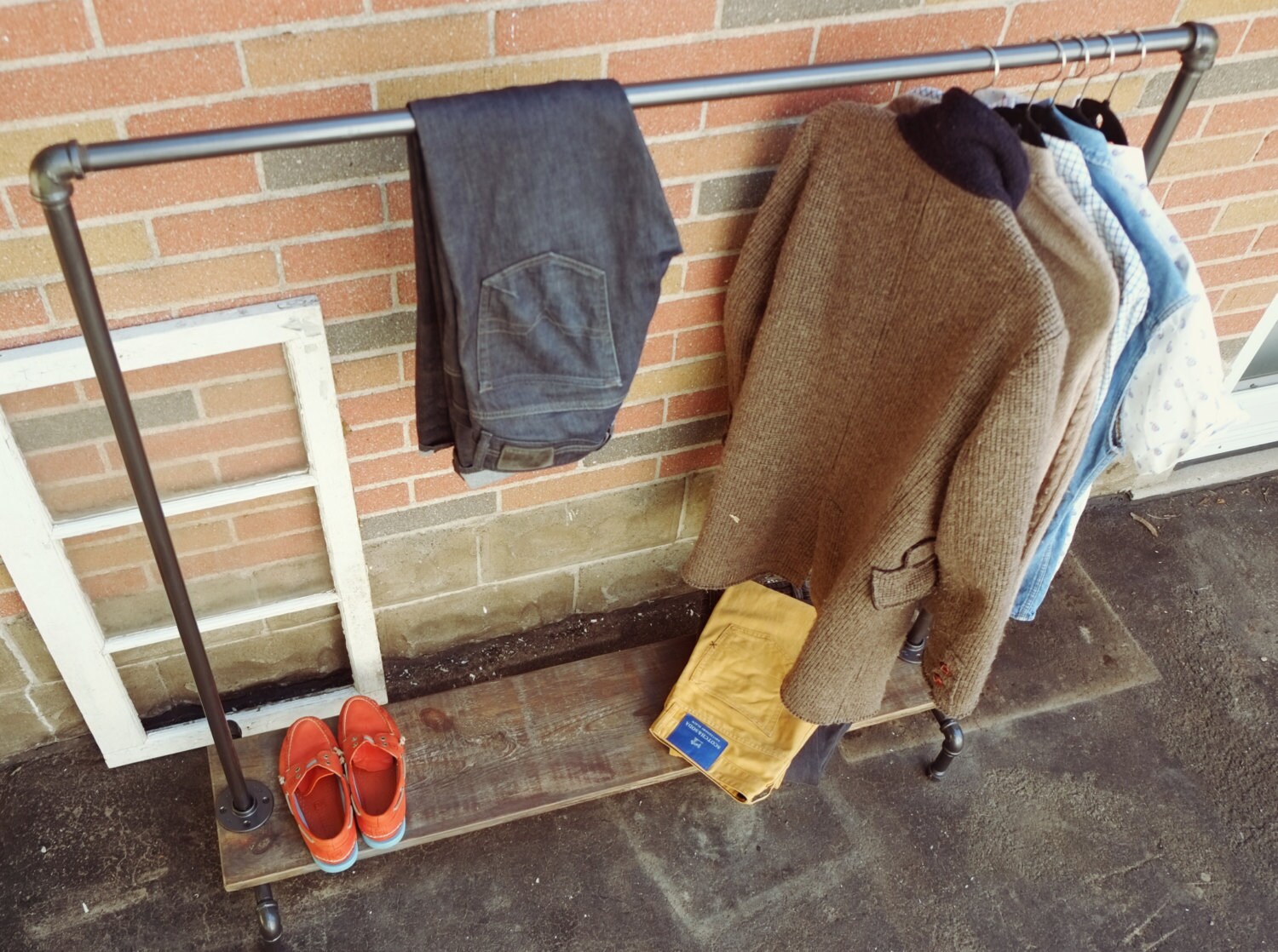 Steel Pipe Clothing Rack W/ Barnboard Plank - Etsy