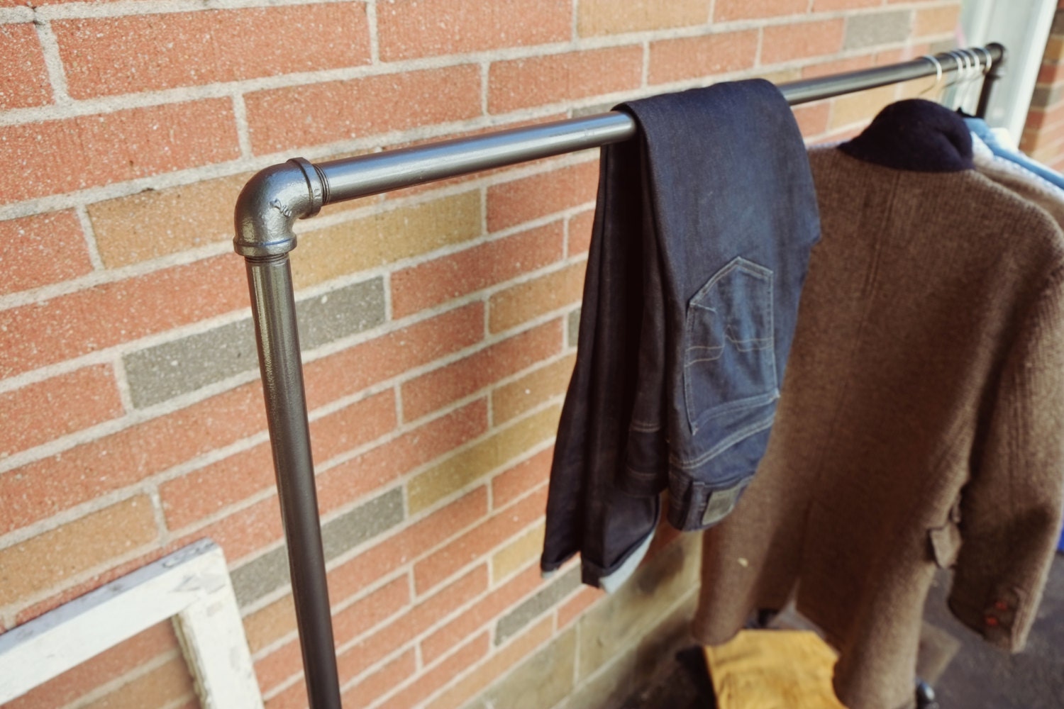Steel Pipe Clothing Rack W/ Barnboard Plank - Etsy