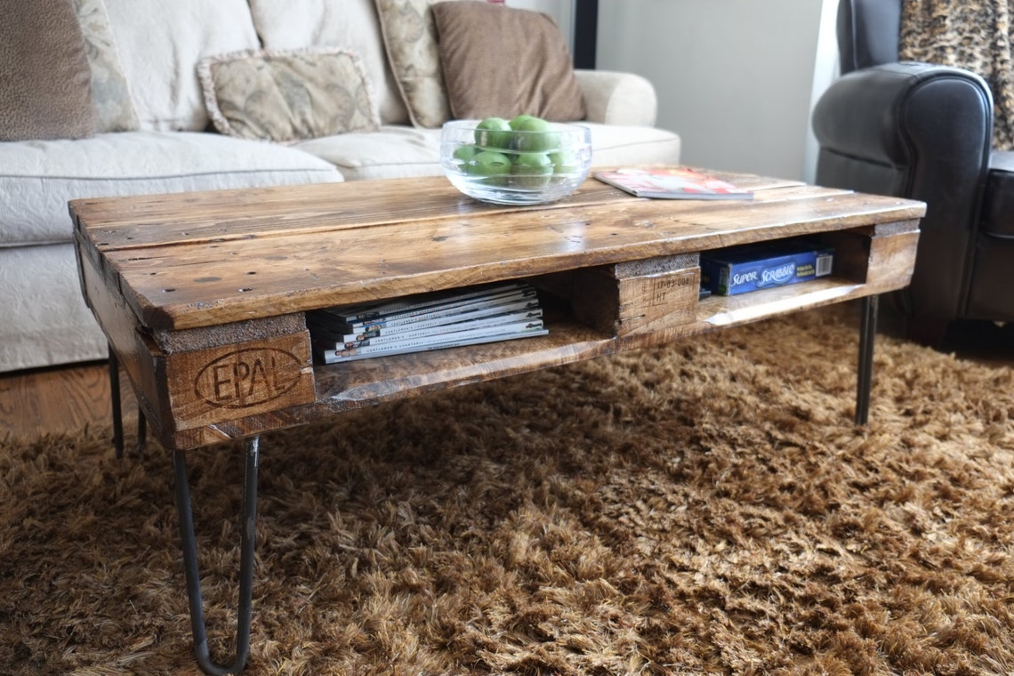 Antique Pallet or Skid Coffee Tables on Hairpin Legs - Etsy