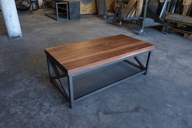 Modern Industrial Walnut and Steel Coffee Table - Etsy