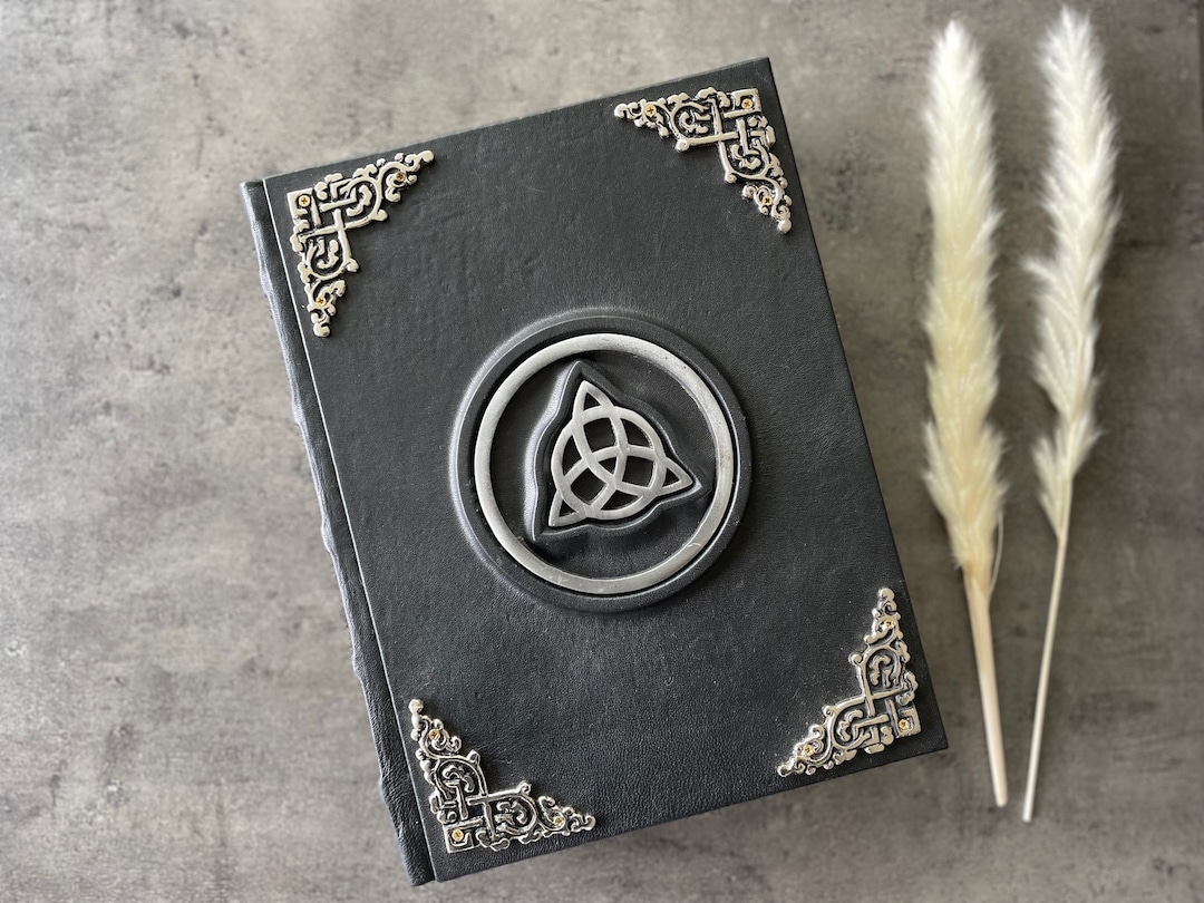Spellbook Journal Blank Triquetra Book Large Leather Grimoire Charmed ...