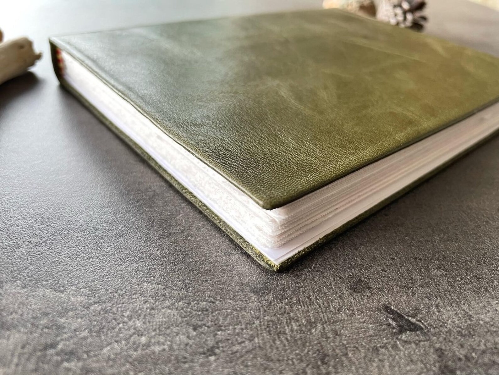 Olive Green Leather Journal Soft Leather Journal Handmade - Etsy