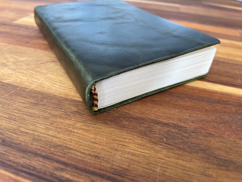 Vintage Leather Pocket Notebook Thick Olive Green Leather Thick Pocket ...