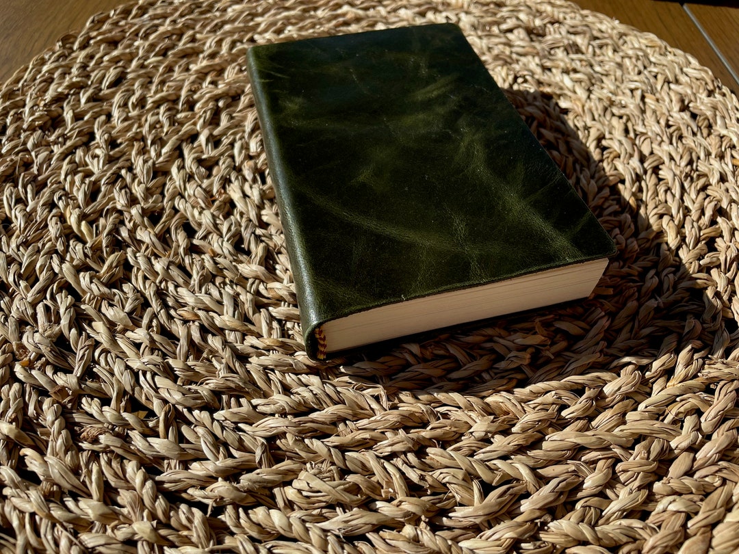 Vintage Leather Pocket Notebook Thick Olive Green Leather Thick Pocket ...
