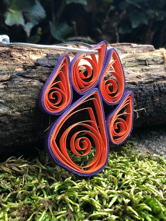 Quilled Clemson Tiger Paw Orange & Purple Paper Christmas - Etsy