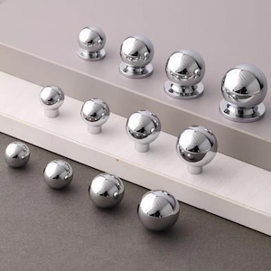 Brass Polished Chrome Sphere Cabinet Knobs Shiny Silver Drawer Ball ...
