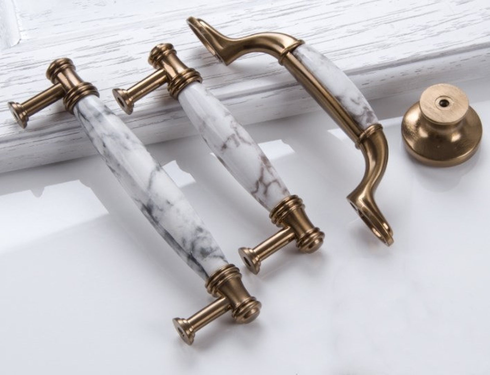 3.75 5 Marble Look Cabinet Pull Handles Knobs | Etsy