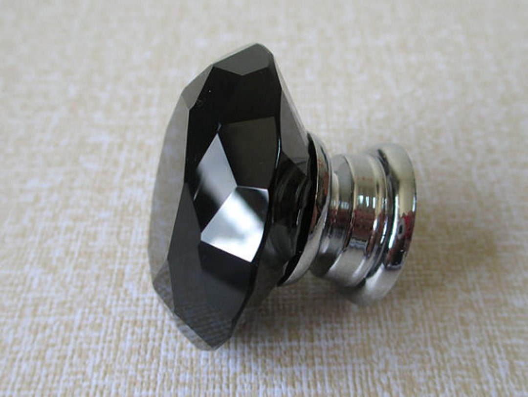Black Glass Knobs / Dresser Knobs / Drawer Knobs Pulls Handles Diamond / Crystal Kitchen Cabinet ...