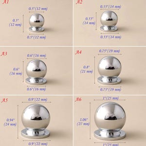 Brass Polished Chrome Sphere Cabinet Knobs Shiny Silver Drawer Ball ...