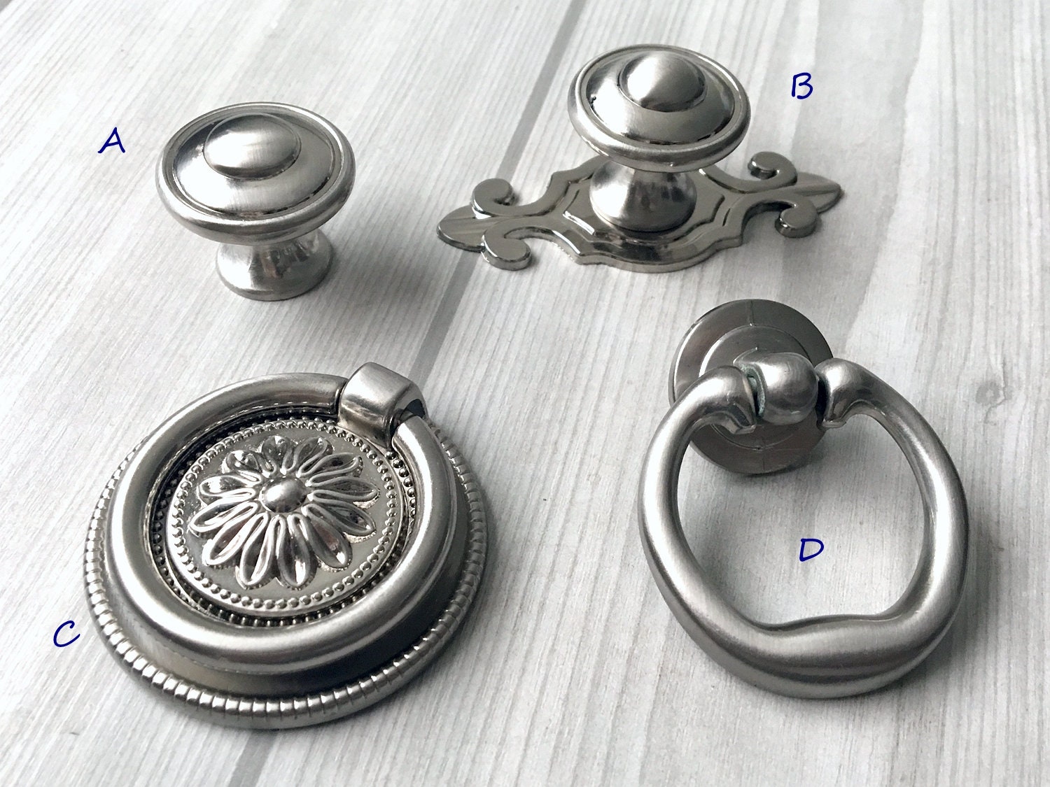 Brushed Nickel Knob Dresser Pull Drawer Pulls Handles Kitchen | Etsy