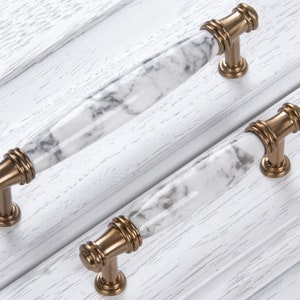 3.75" 5" Marble Look Cabinet Pull Handles Knobs Dresser Drawer Pulls ...