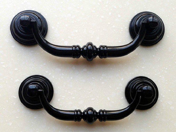3.5 4.25 Black Drop Handles Bail Drawer Pull - Etsy