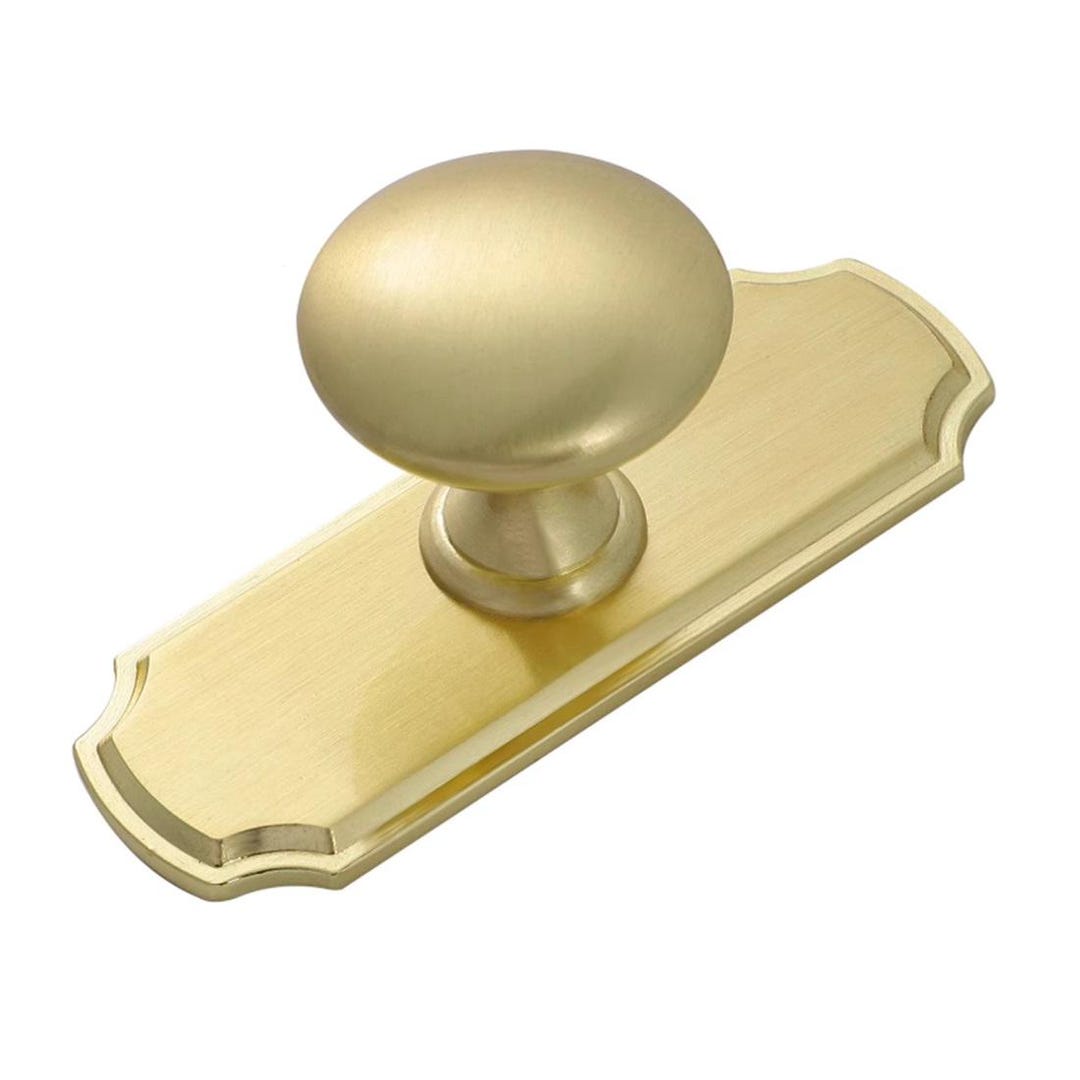 Gold Knob With Plate Drawer Pull Cabinet Knobs Back Plate Backplate Brushed Gold Dresser Pulls ...