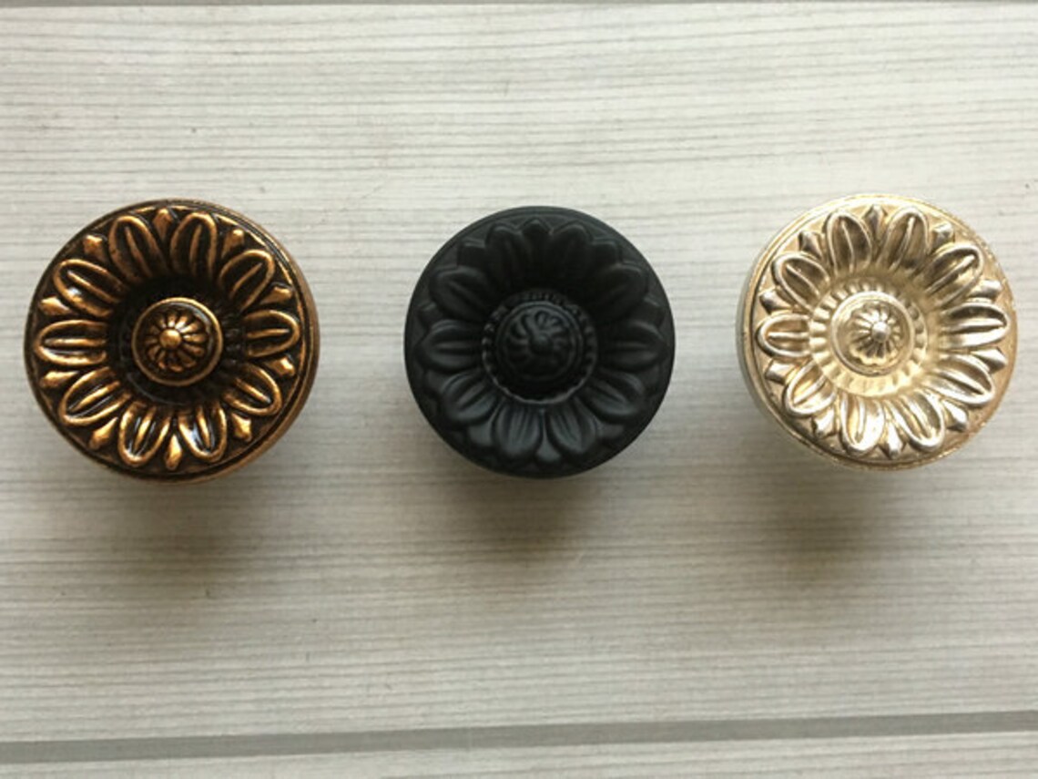 Dresser Knobs Drawer Pulls Knobs Handles Flower Antique Bronze | Etsy