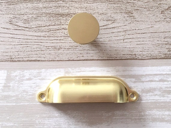 3.5 Centers Gold Cup Handles Drawer Pull Brushed Gold | Etsy