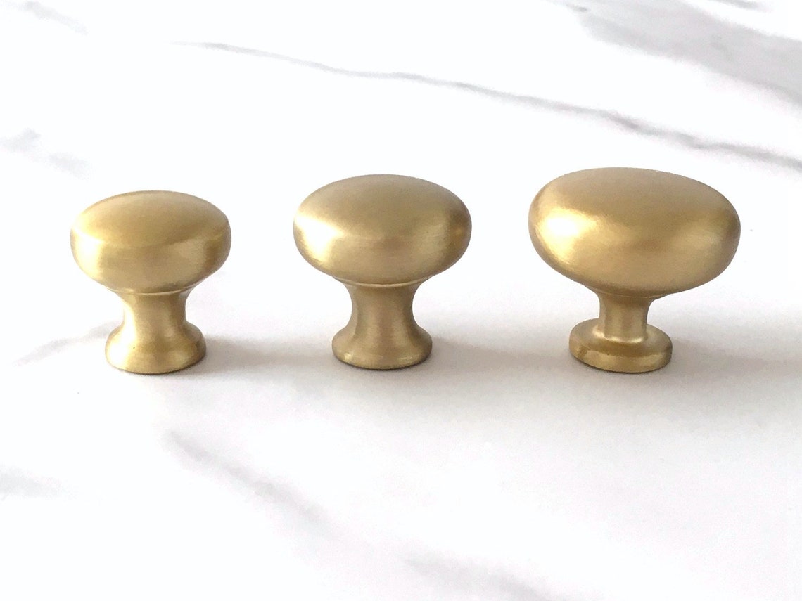 Brushed Brass Gold Knob Cabinet Door Knob Handle Pull Drawer | Etsy